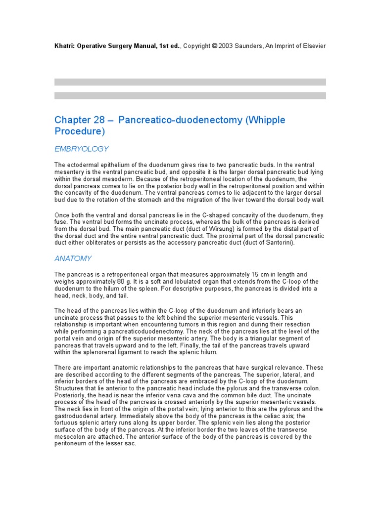 Chapter 28 - Pancreatico-Duodenectomy (Whipple Procedure) : Embryology ...
