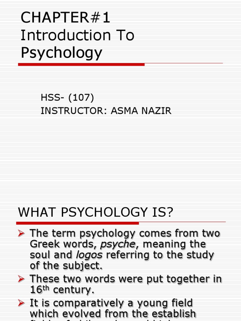 Chapter#1 Intro To Psychology | PDF | Psychology | Thought