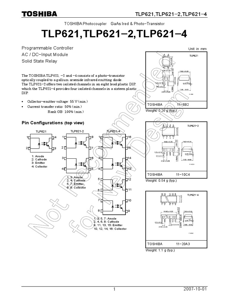 TLP621, TLP621: Programmable Controller Ac / DC Input Module Solid ...