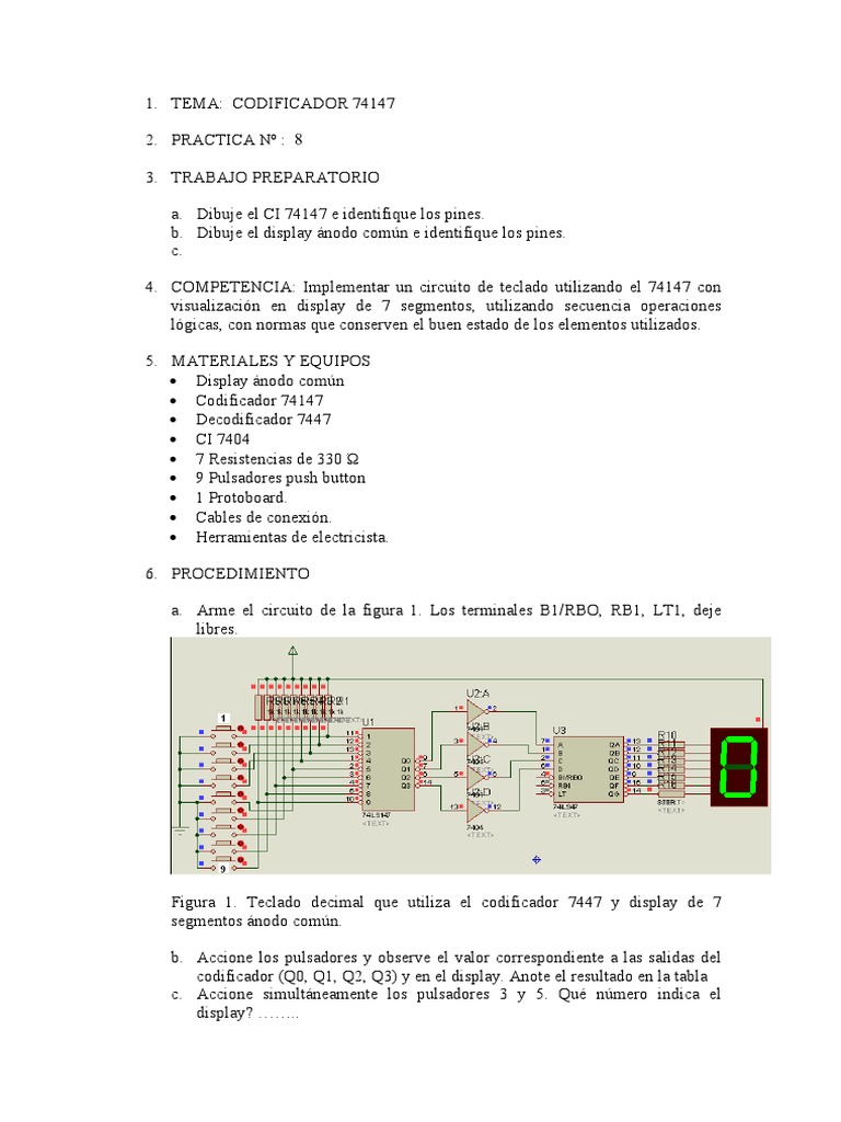 Implementación de un teclado decimal con codificador 74147 y ...