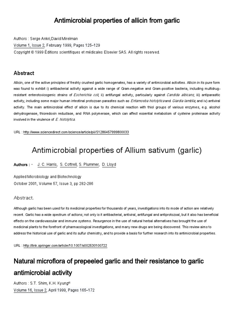 Antimicrobial Properties of Allicin From Garlic | PDF | Garlic ...