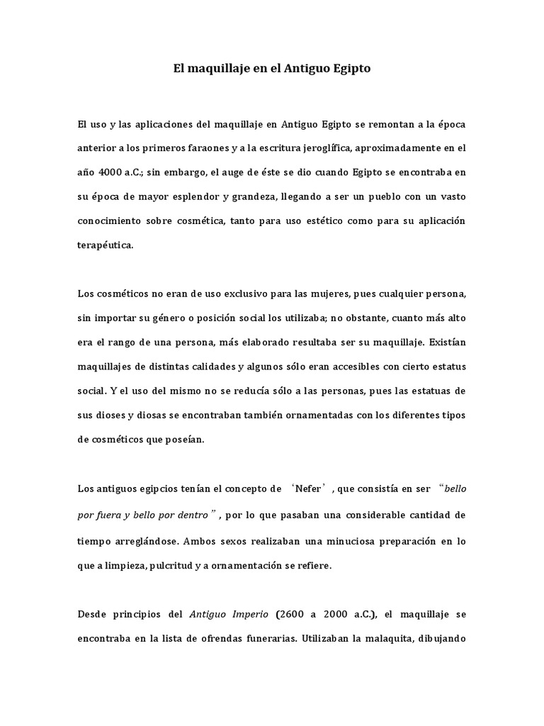 El Maquillaje en El Antiguo Egipto | PDF | Antiguo Egipto