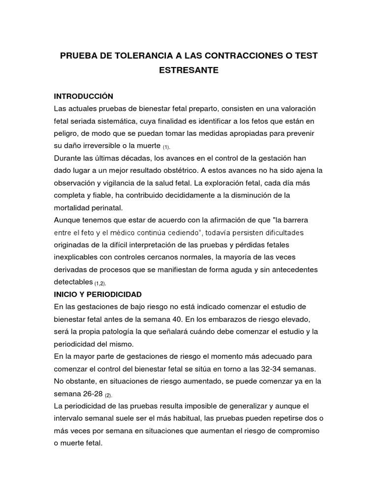 Prueba de Tolerancia A Las Contracciones O Test Estresante ...