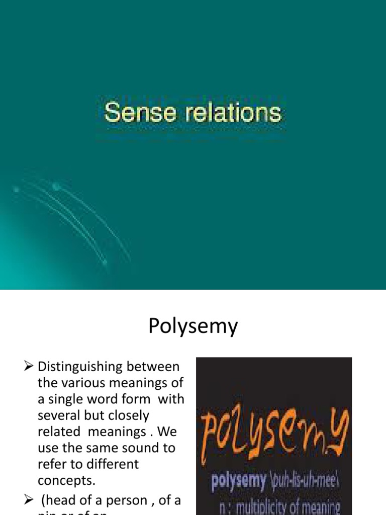 2nd Lec, Sense Relations Slides | PDF | Cognitive Science | Semiotics