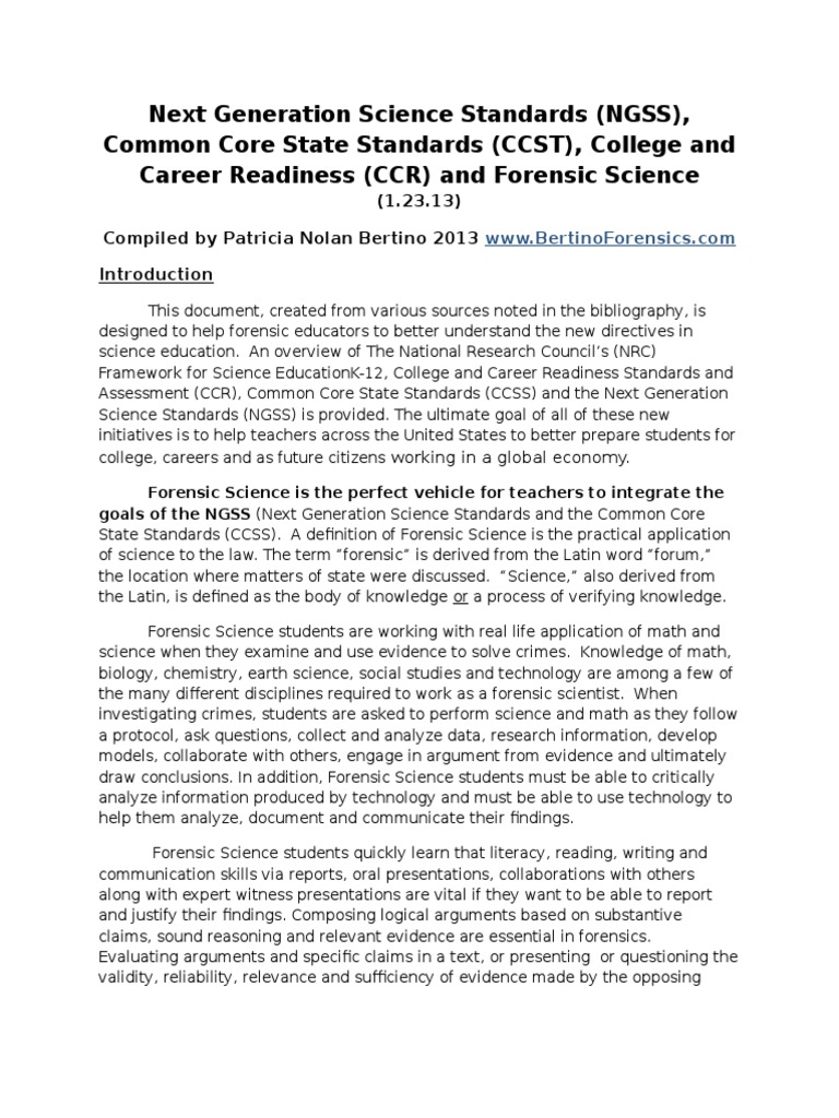Forensic Science and Education Standards | PDF | Science | Common Core ...