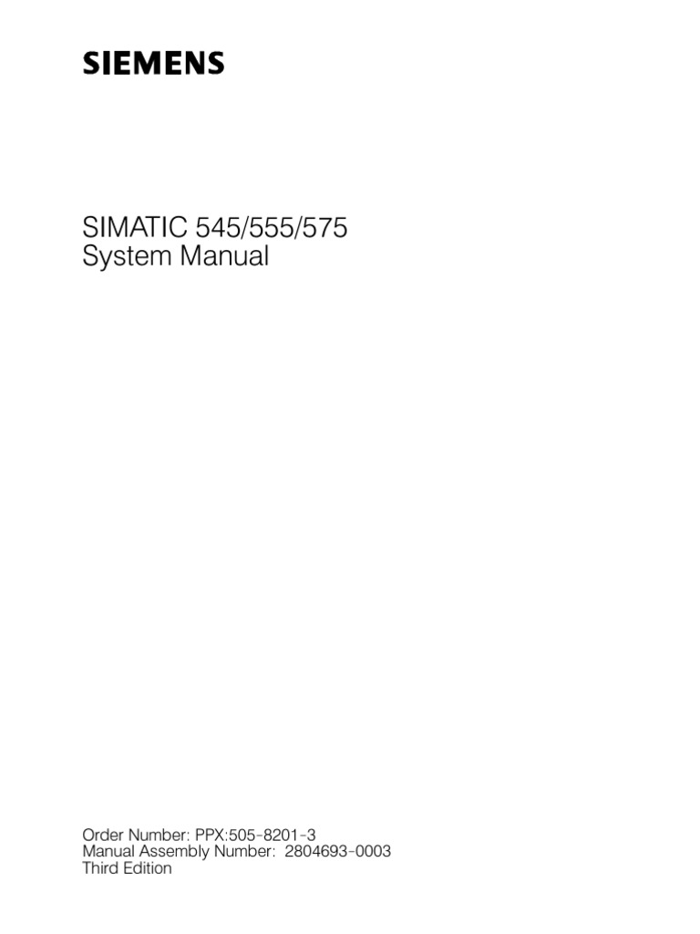 SIMATIC 545 System Manual 505-8201-3 | PDF | Digital Technology ...