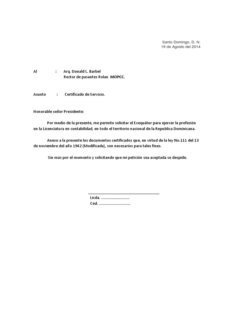 Modelo Carta Exequatur | PDF