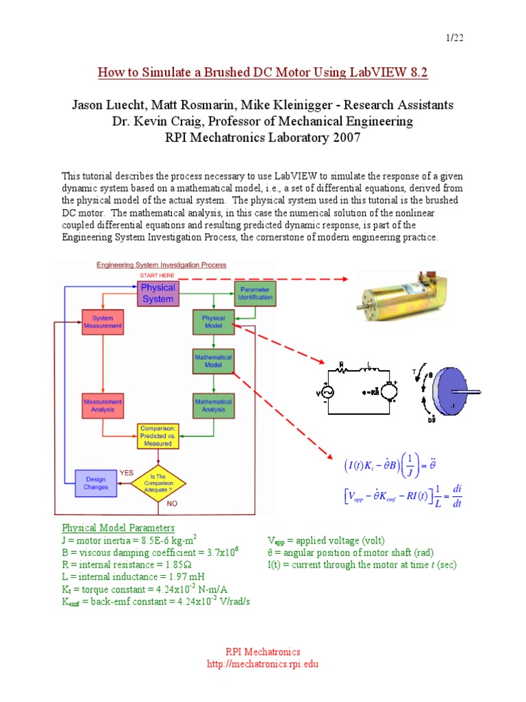 LabVIEW Simulation Tutorial - Brushed DC Motor | PDF | Teaching ...