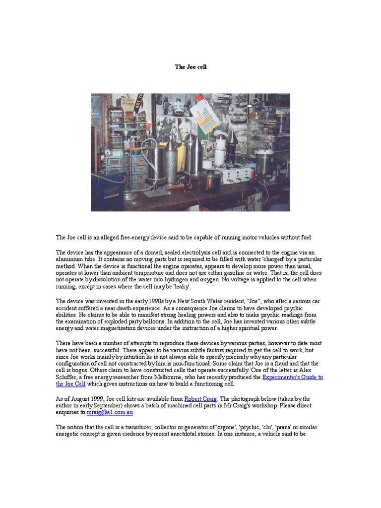 Joe Cell | PDF | Battery (Electricity) | Optics