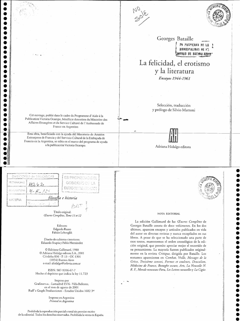 Georges Bataille - La Felicidad, El Erotismo y La Literatura | PDF ...