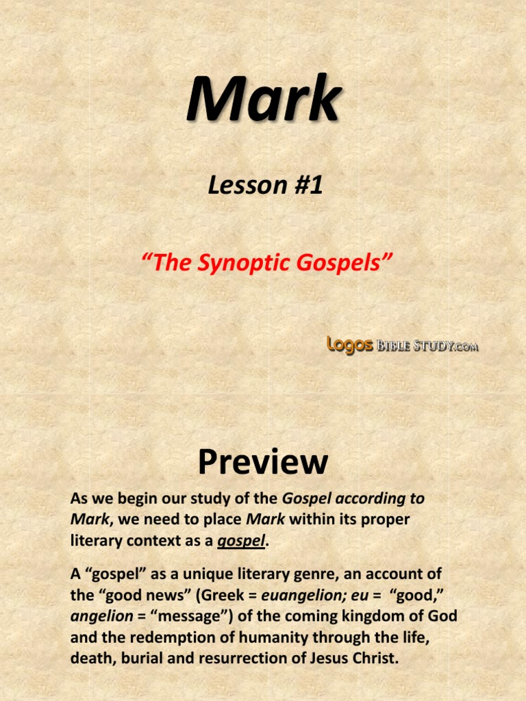 The Synoptic Gospels | PDF | Gospels | Gospel Of Mark