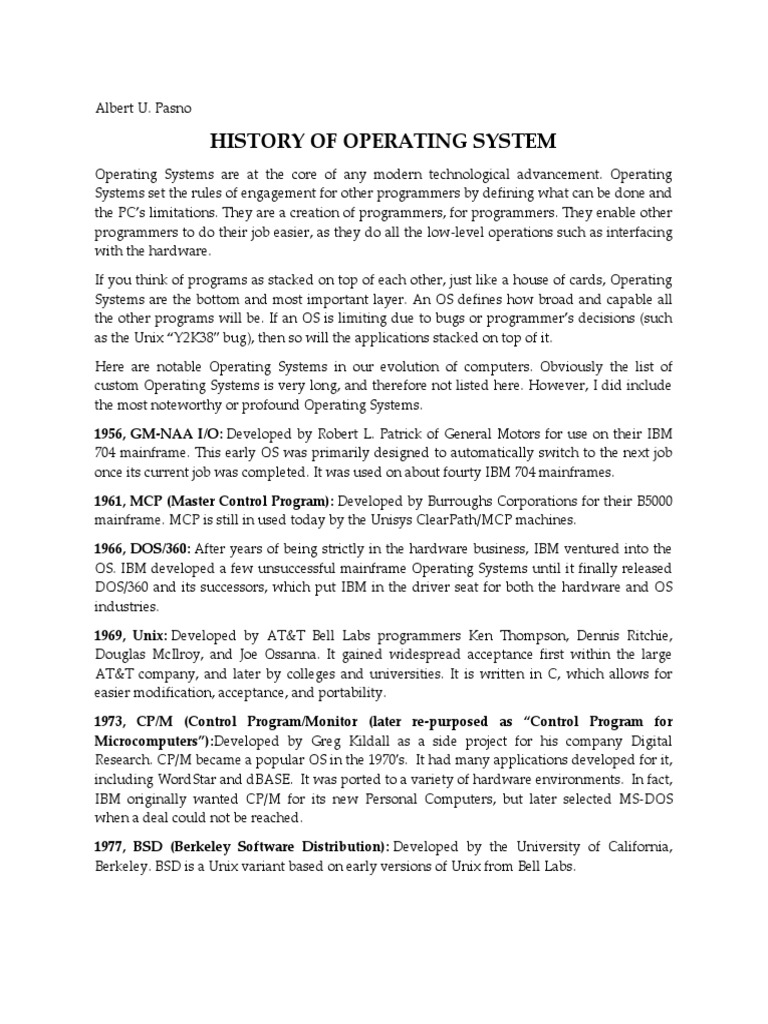 History of Operating System | PDF | Operating System | Mac Os