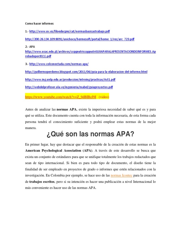 Como Hacer Informes - APA | Bibliografía | Comillas