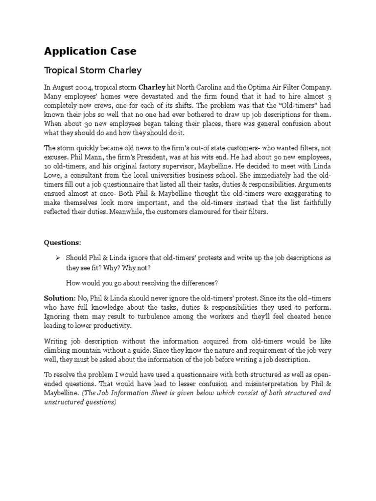 Case Study On Job Analysis | PDF | Business | Labour