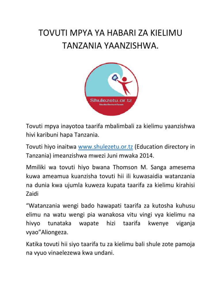 Shule Zetu - Or.tz | PDF