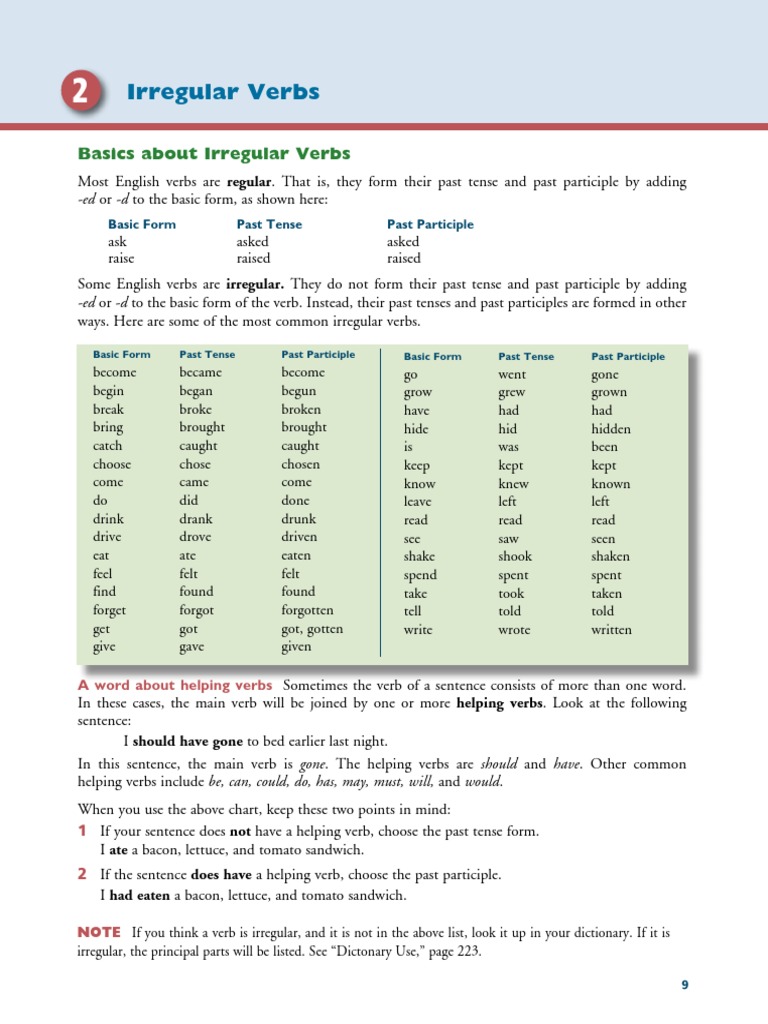 Irregular Verbs Exercises | PDF | Verb | Grammatical Tense