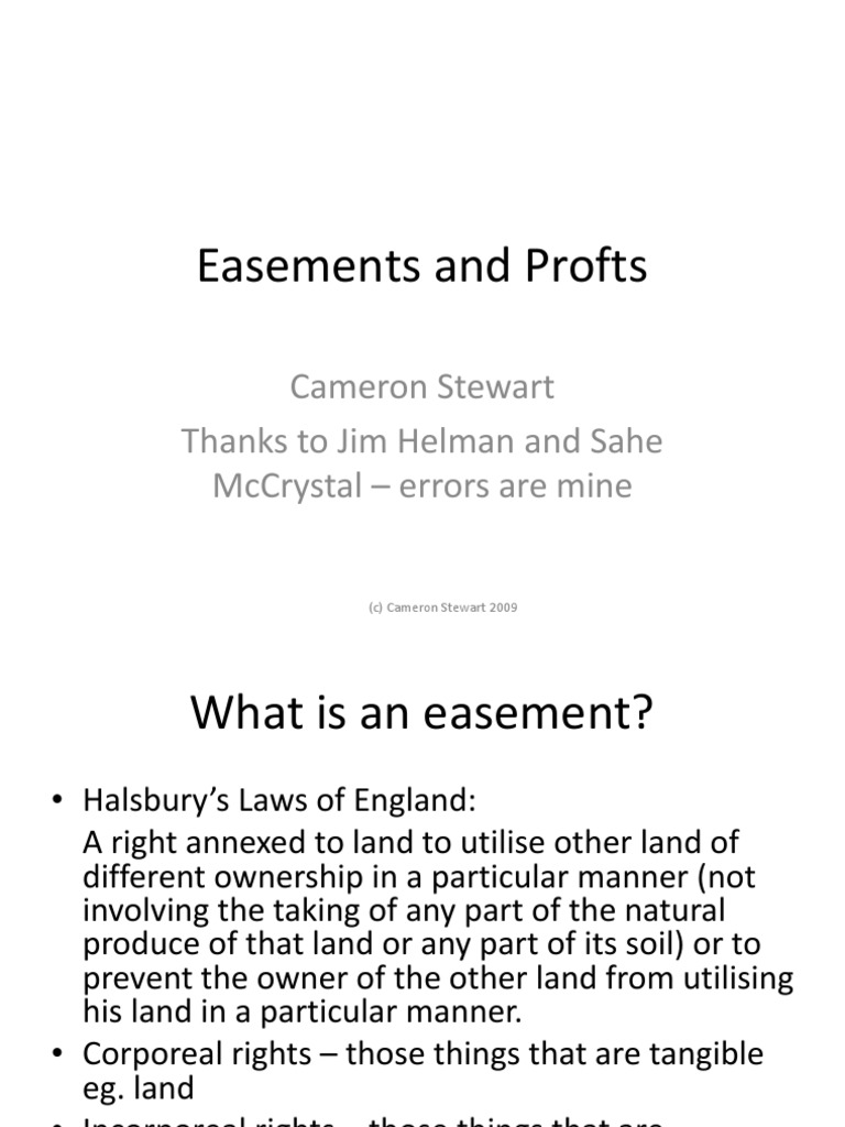 Easements and Profts: Cameron Stewart Thanks To Jim Helman and Sahe ...