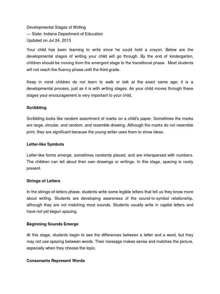 Developmental Stages of Writing | Download Free PDF | Spelling | Text
