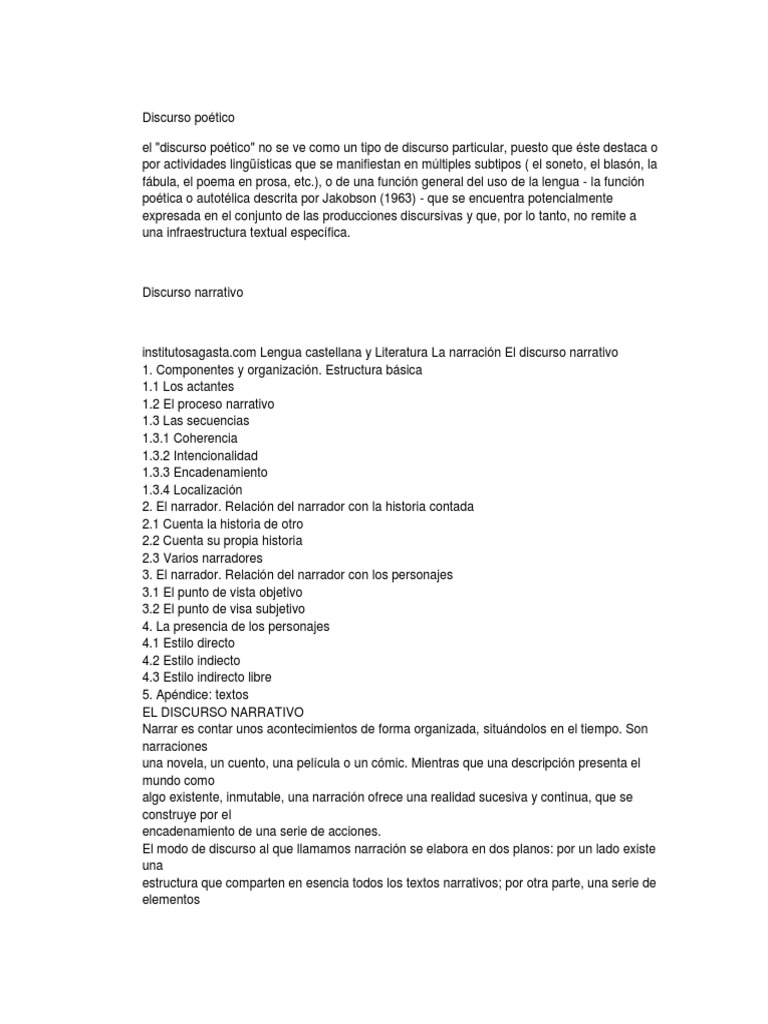 Discurso Poético | PDF | Narración | Poesía