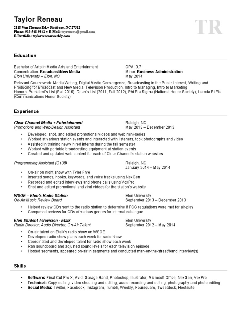 Taylor Reneau - Resume Update5 | PDF | New Media | Websites