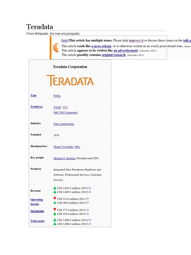 Teradata Data Warehouse Leader | PDF | Data Management | Information Management