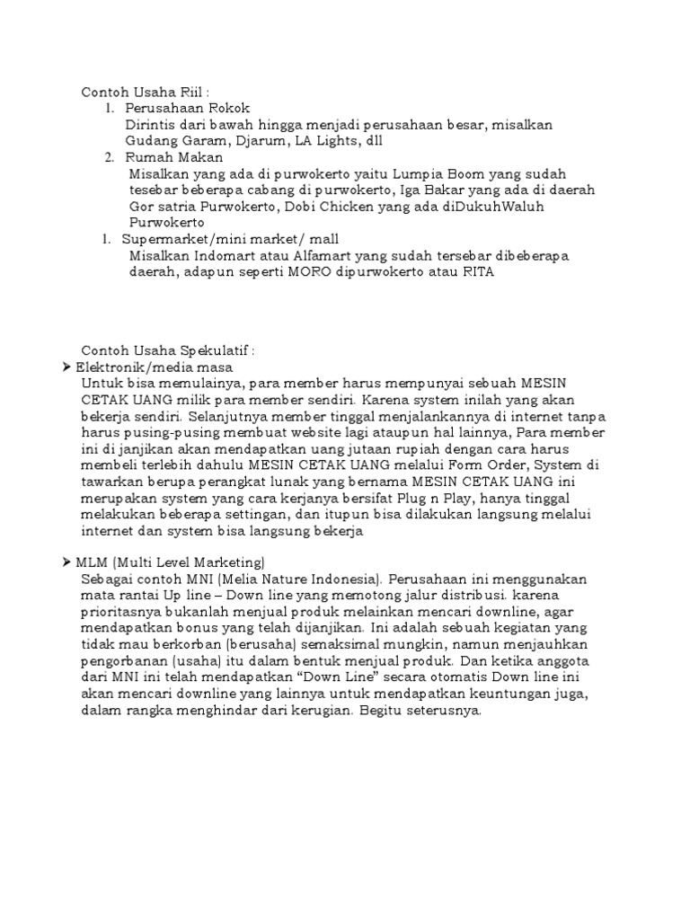 Contoh Usaha Riil | PDF