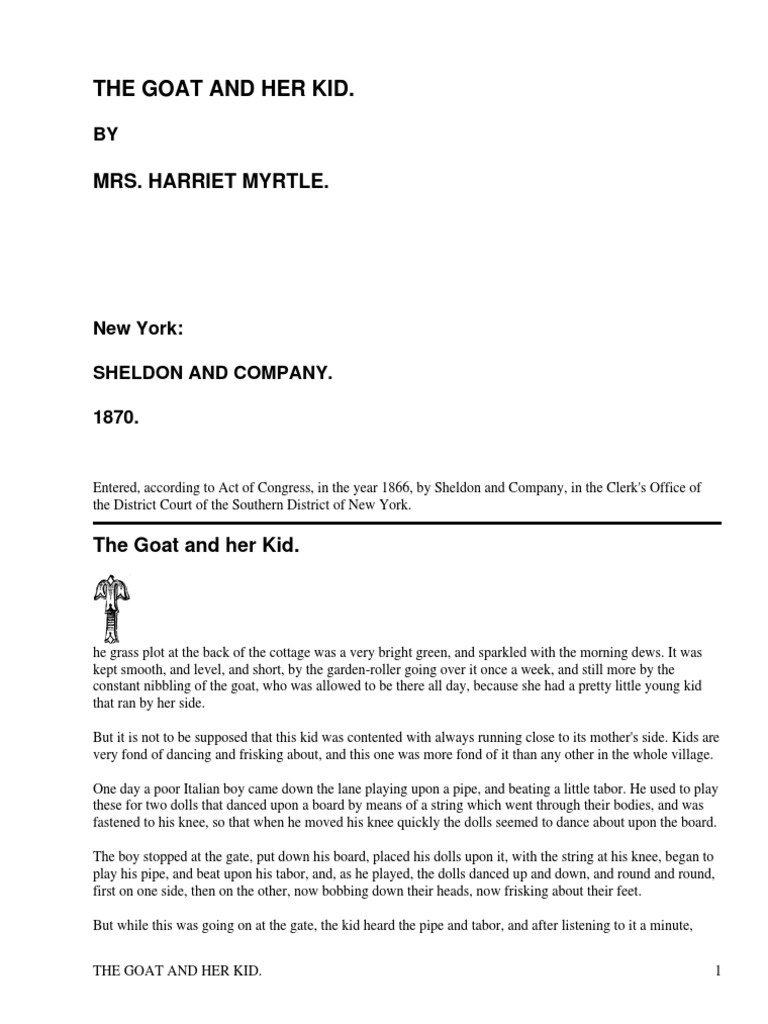 The Goat and Her Kid by Myrtle, Harriet, 1811?-1876 | PDF | Project ...
