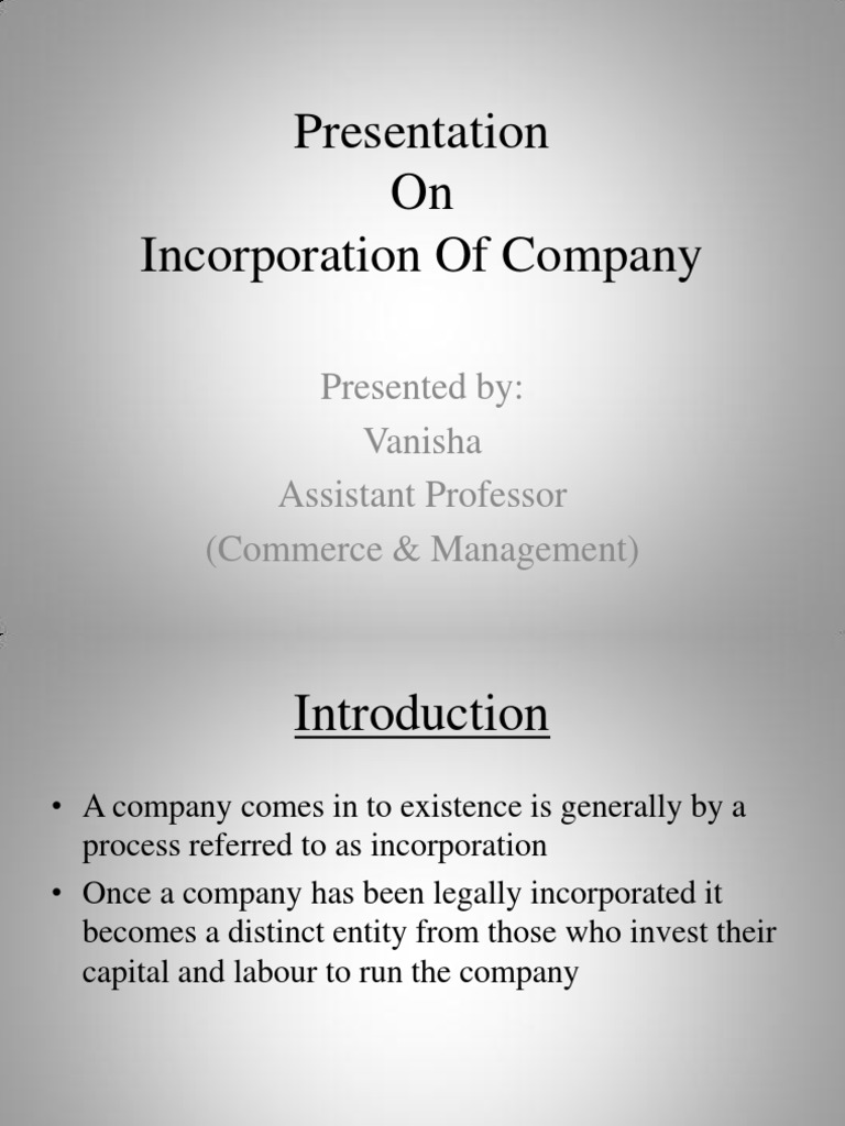 Incorporation of a Company Explained | PDF | Board Of Directors ...