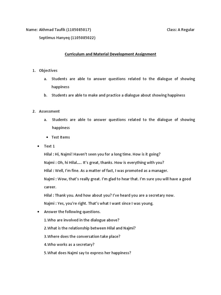 Dialogue Practice: Expressing Happiness | PDF | Career & Growth | Wellness