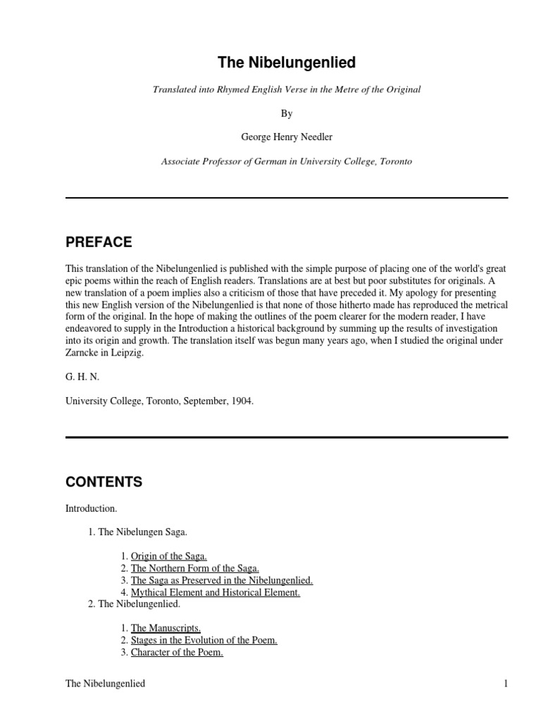 The Nibelungenlied: Preface | PDF | Sources Of Norse Mythology ...