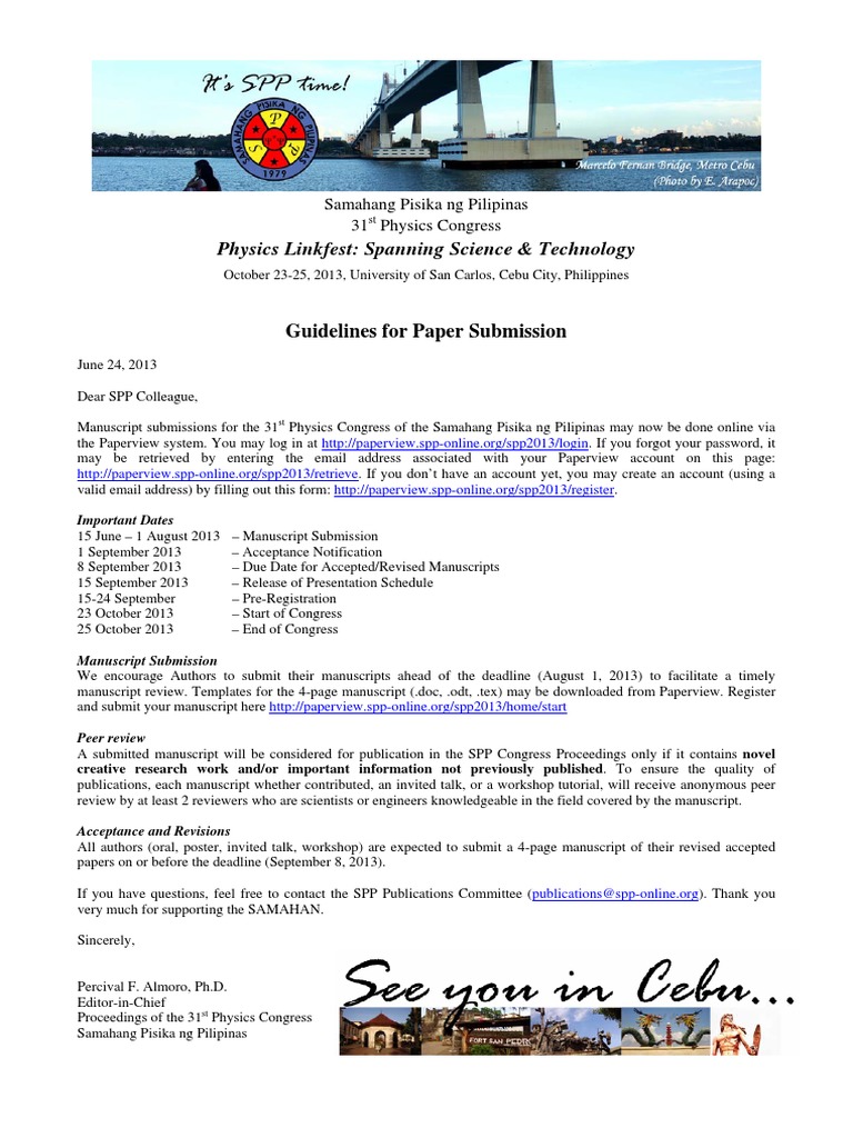 Guidelines For Paper Submission | PDF | Manuscript | United States Congress