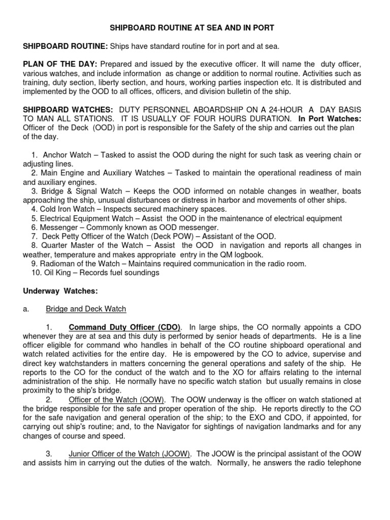 Maintaining Order and Readiness: A Comprehensive Breakdown of Shipboard ...