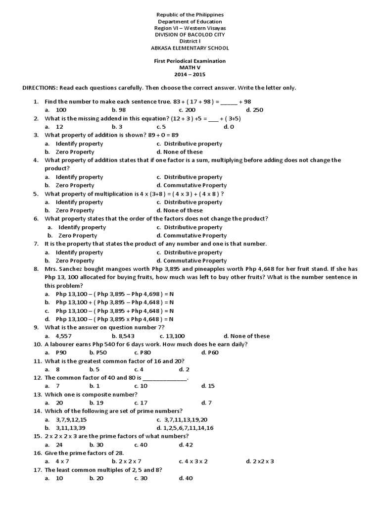 Exam Math | PDF | Fraction (Mathematics) | Abstract Algebra