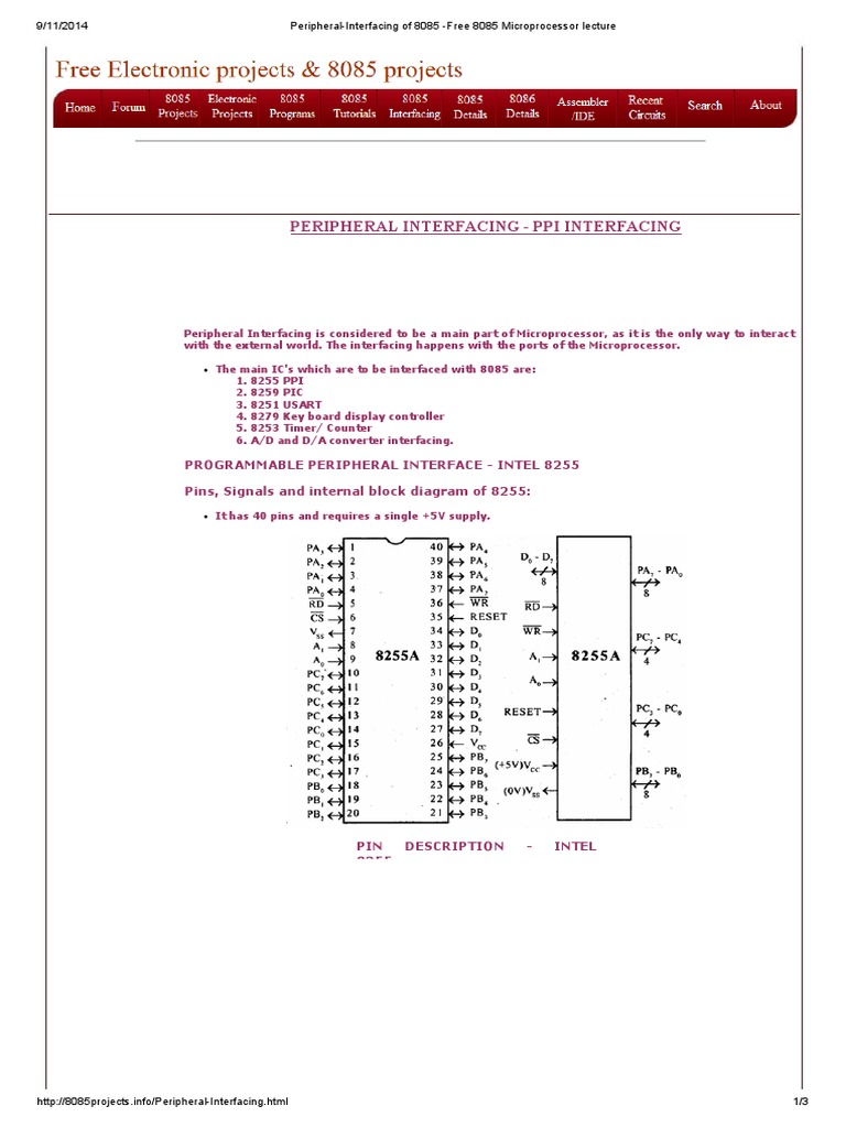 Peripheral-Interfacing of 8085 - Free 8085 Microprocessor Lecture | PDF | Input/Output | Classes ...