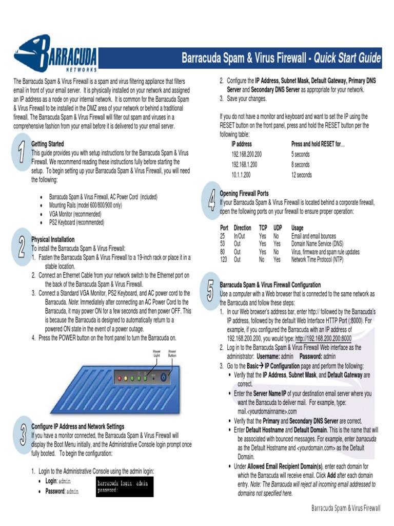 Barracuda Spam & Virus Firewall QSG 4.x | PDF | Email Spam | Domain ...