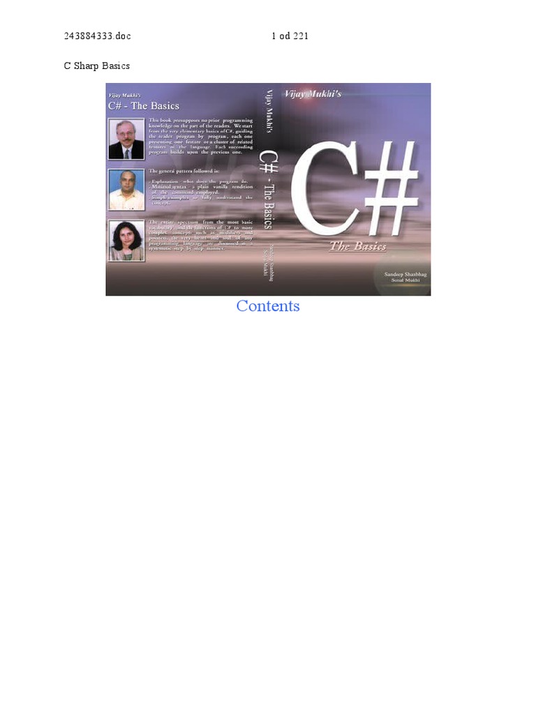 C Sharp Basics | PDF | Information Technology Management | Data Management C Sharp Basics | PDF | Information Technology Management | Data Management