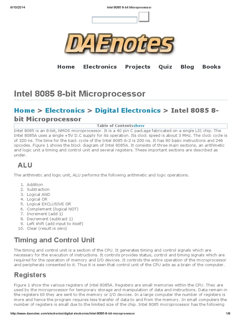 Intel 8085 8-Bit Microprocessor | PDF | Central Processing Unit | Instruction Set