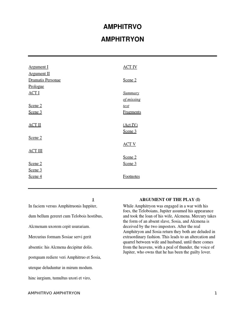 Amphitrvo Amphitryon: of Missing Text | PDF