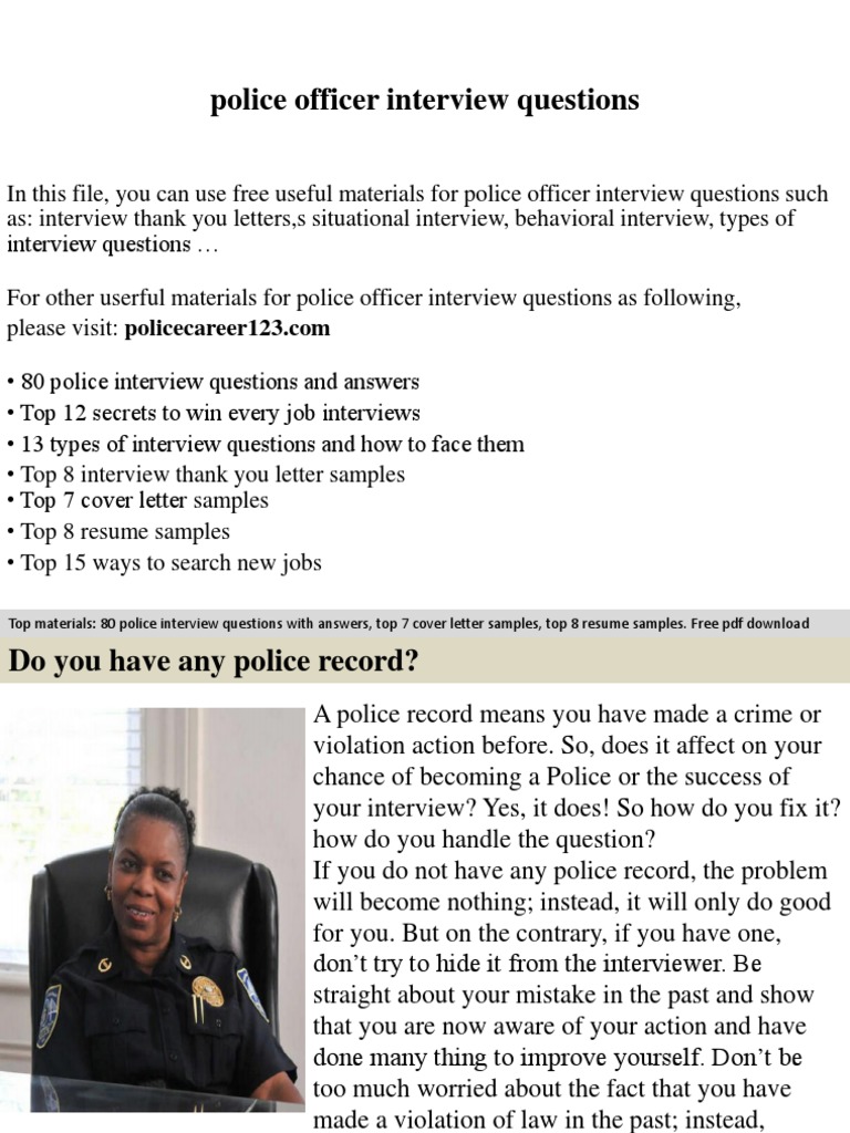Police Officer Interview Questions | PDF | Job Interview | Interview