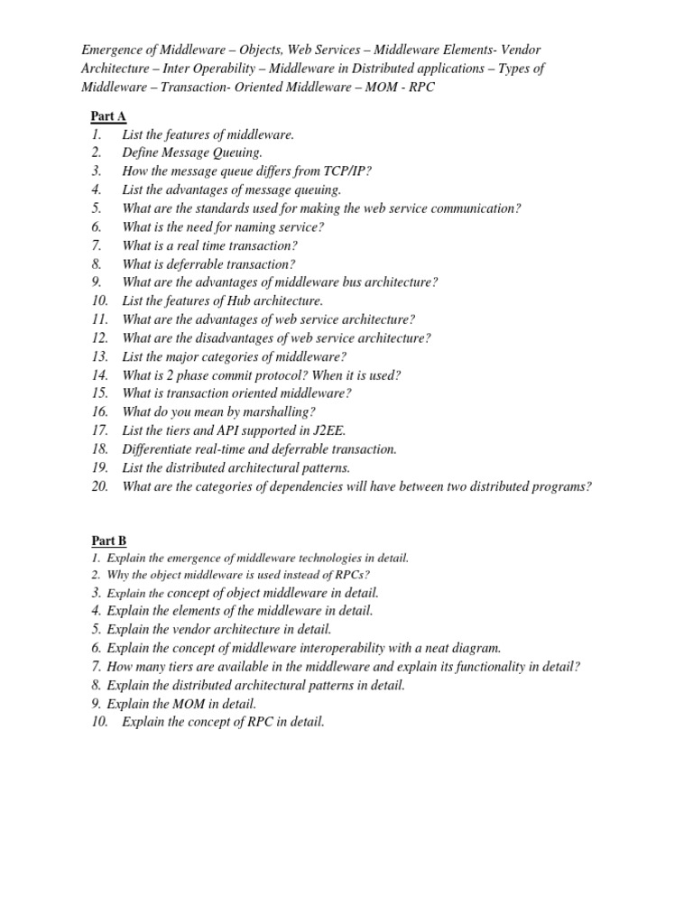 MC9251 Middleware Technologies | PDF | Soap | Web Service