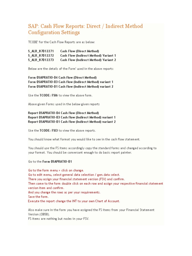 SAP Cash Flow Reports Configuration Guide | PDF