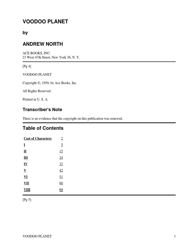 Voodoo Planet by Norton, Andre, 1912-2005 | PDF | Lion | Elephant