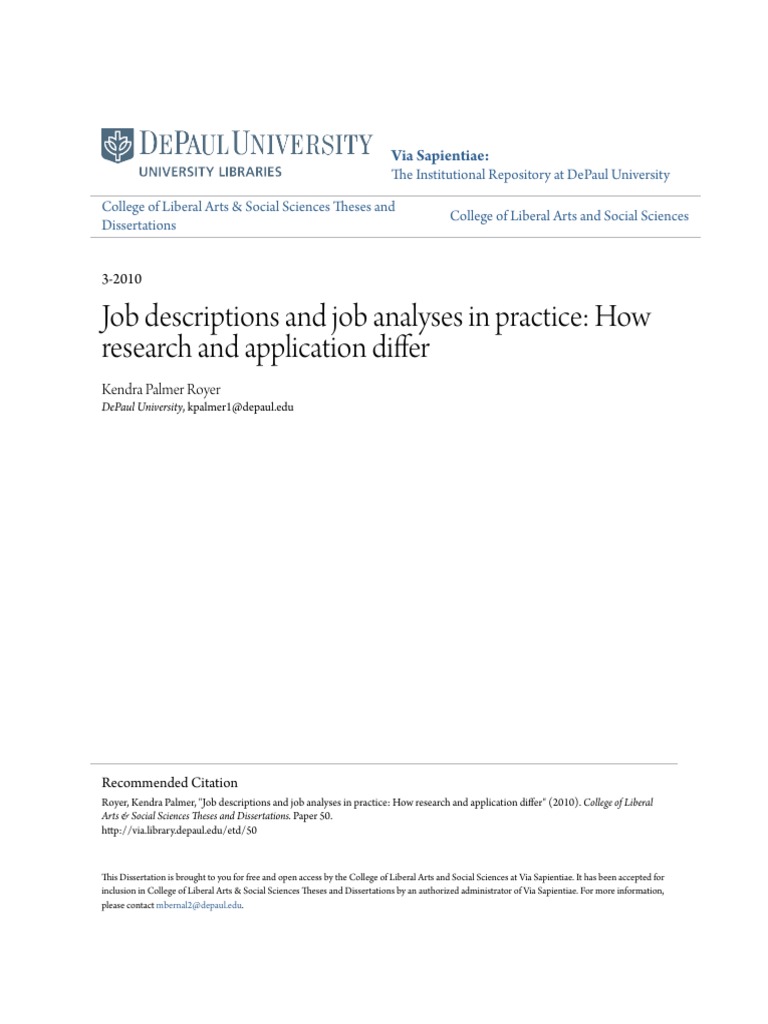 Job Descriptions and Job Analyses in Practice | PDF | Employment ...