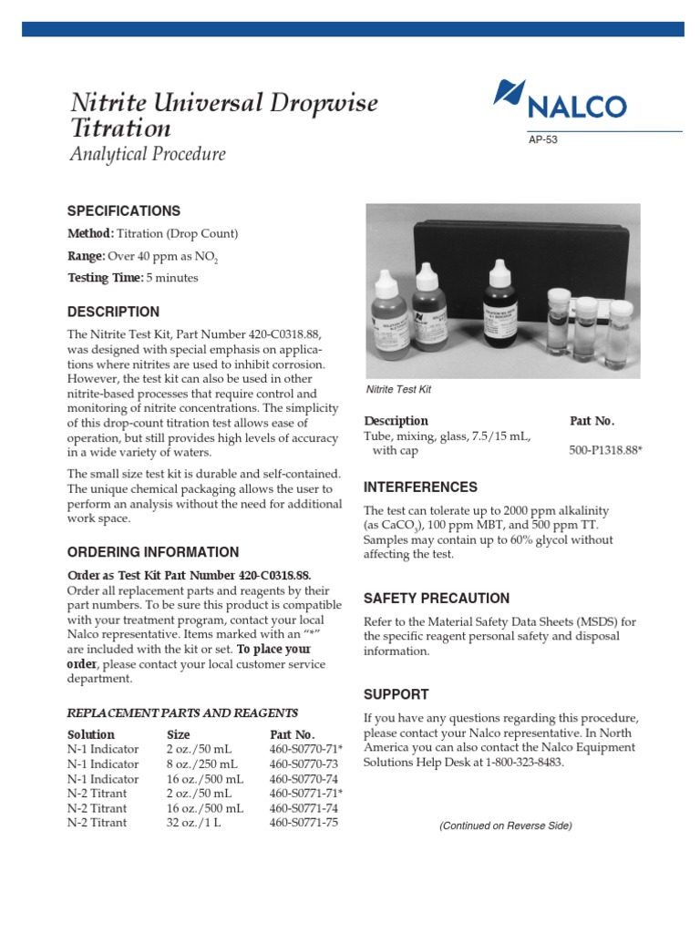 Nalco | PDF | Titration | Chemistry