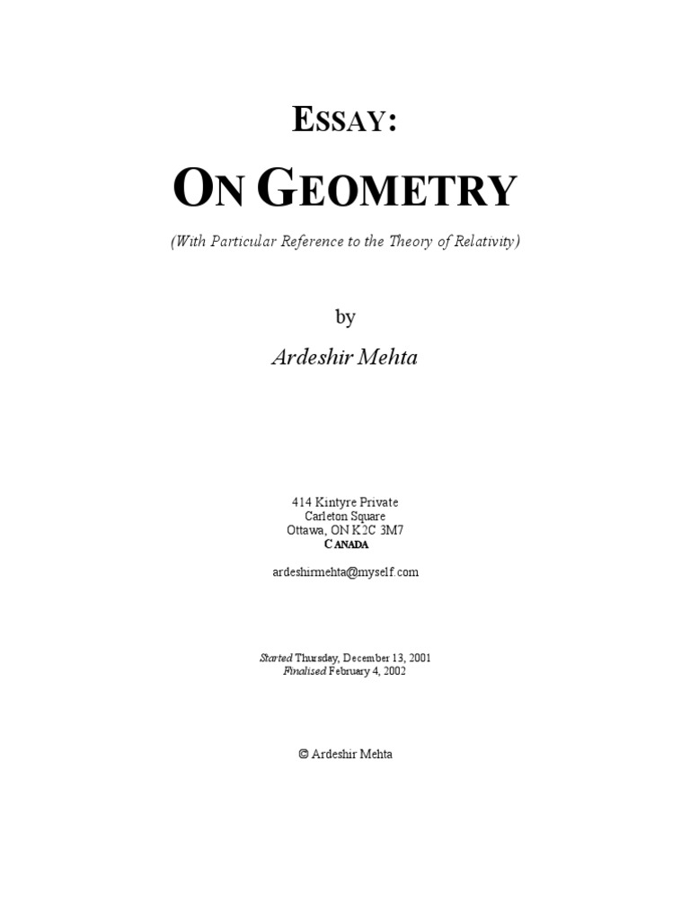 Essay On Geometry | PDF | Line (Geometry) | Geometry