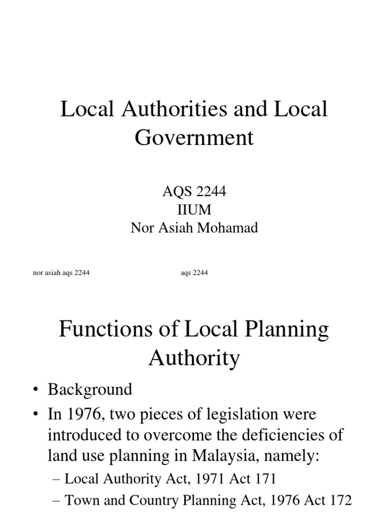 Local Authorities' Roles in Malaysia | PDF | Local Government ...