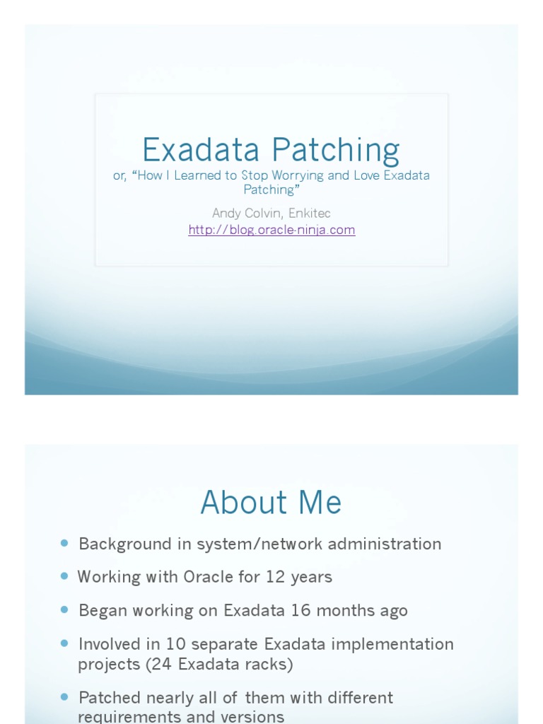 Patching of Exadata | PDF | Oracle Database | Booting