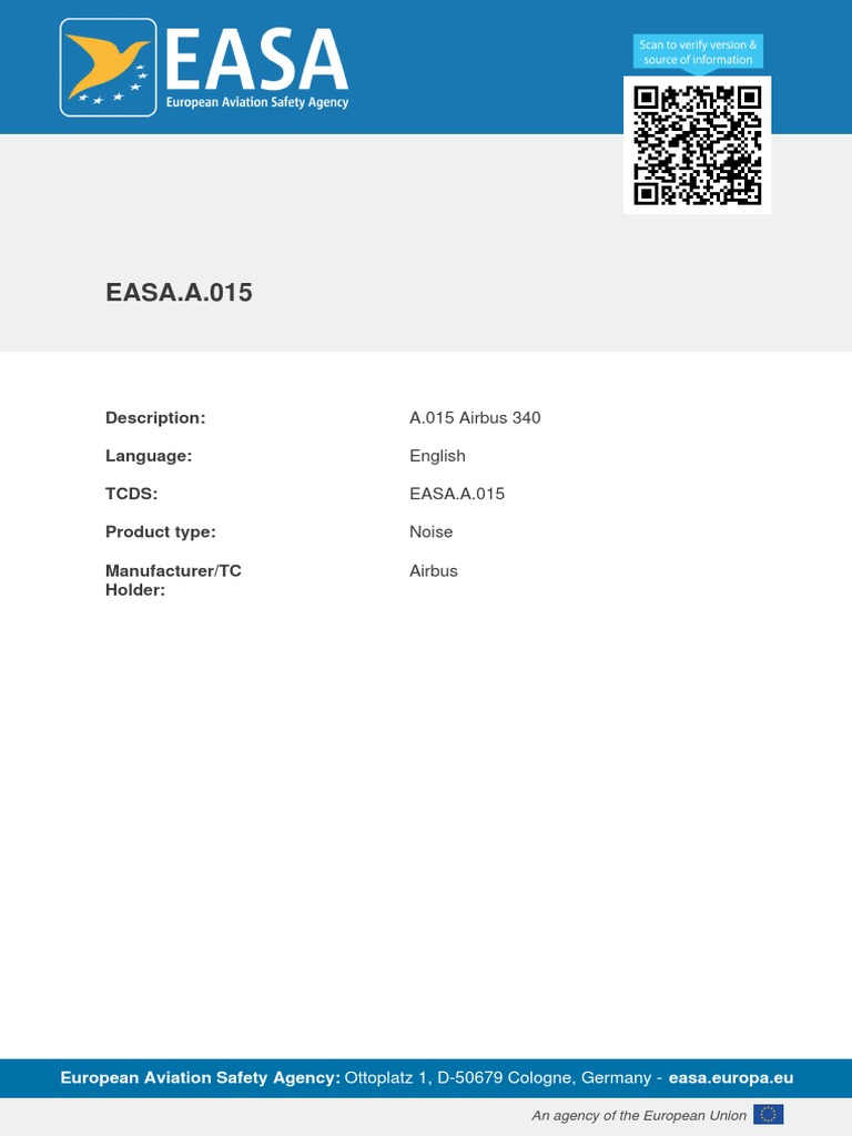 EASA Type Certificate A340 Noise Data | PDF | Aviation Safety ...