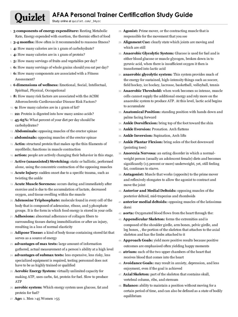 AFAA Personal Trainer Certification | PDF | Muscle | Physical Exercise