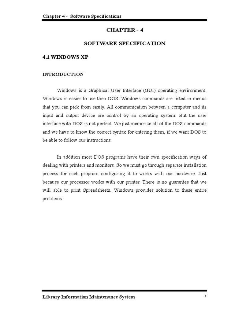 Chapter 4 Software Specification | PDF | Graphical User Interfaces | Microsoft Windows